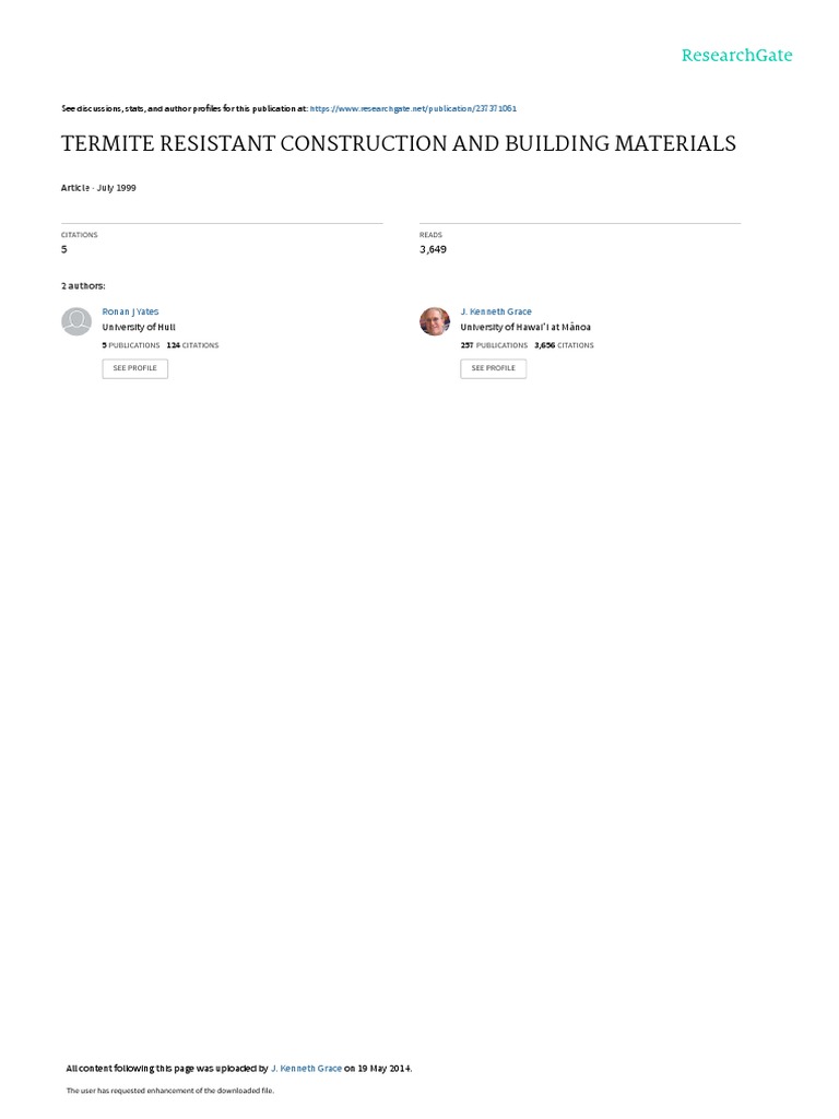 Termite Resistant Construction and Building Materi | PDF | Wood | Lumber