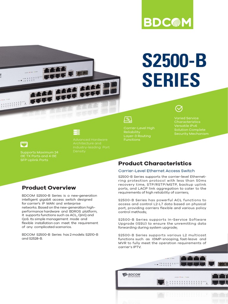 Distribution Switch - BDCom S2528-B | PDF | Network Switch | I Pv6