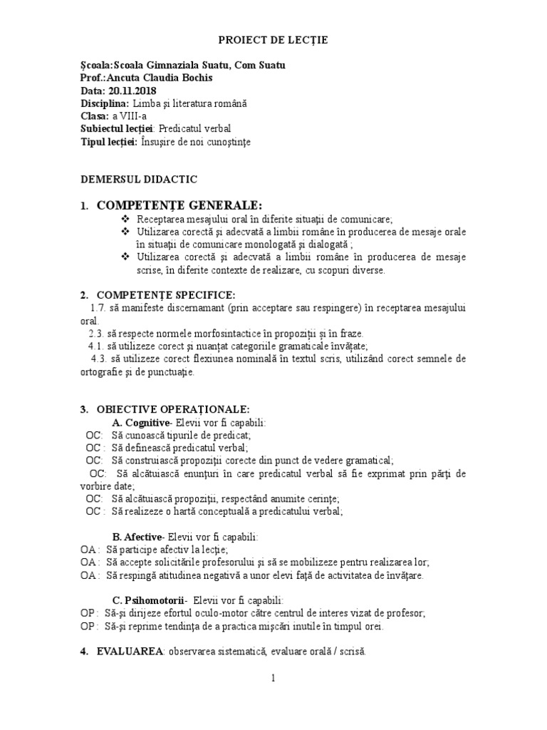 8 Predicatul Verbal | PDF