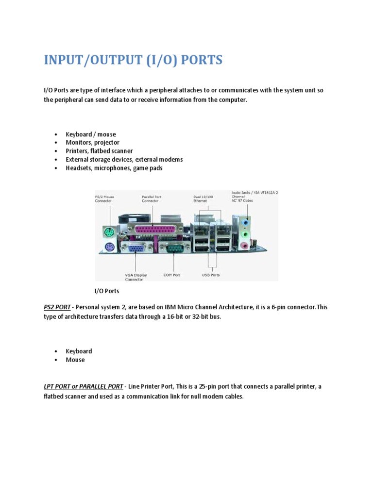 Input/Output (I/O) Ports | PDF