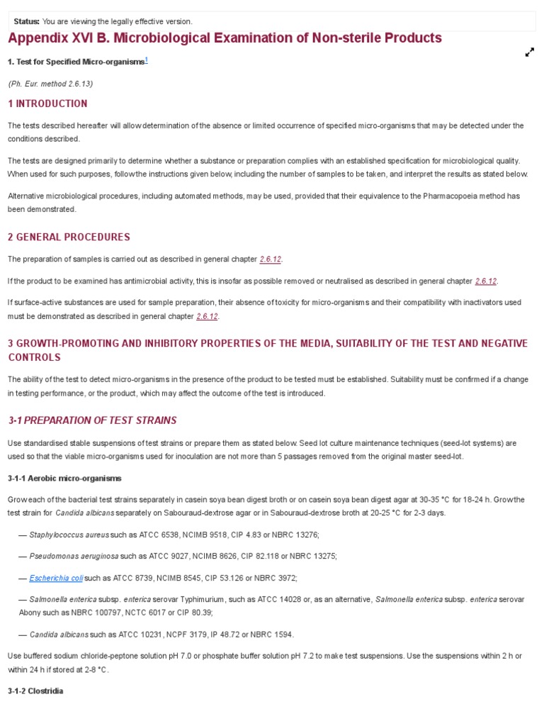 Appendix XVI B. Microbiological Examination of Non-Sterile Products - British Pharmacopoeia ...