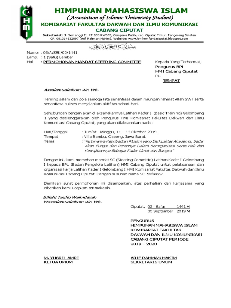 Permohonan Mandat Steering Committe | PDF