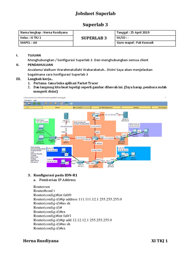 Jobsheet Superlab 3 (Herna Rusdiyana) | PDF | Router (Computing) | Network Switch