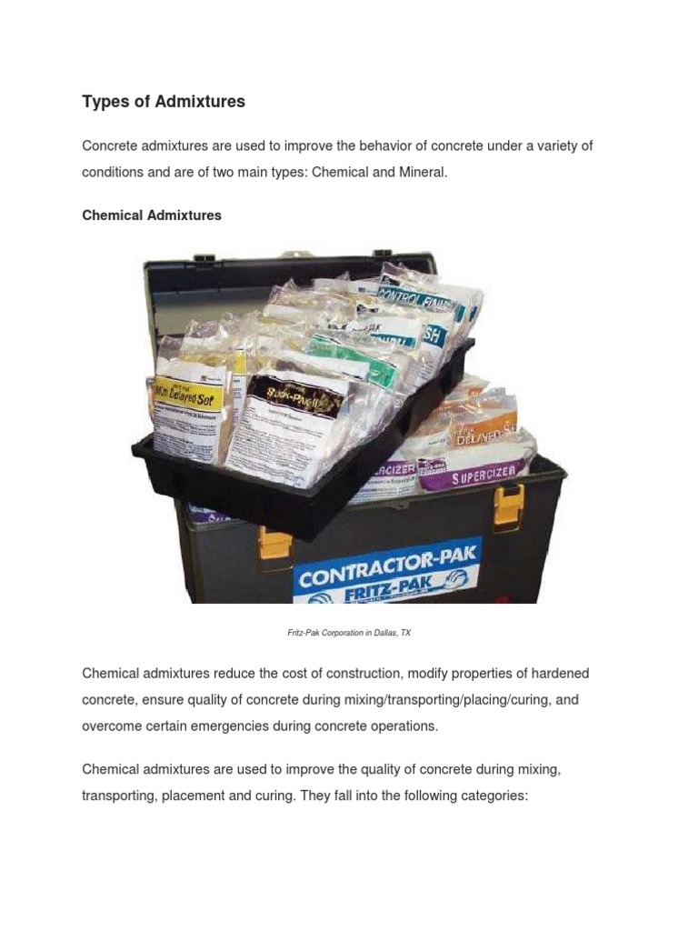 Types of Admixtures | PDF