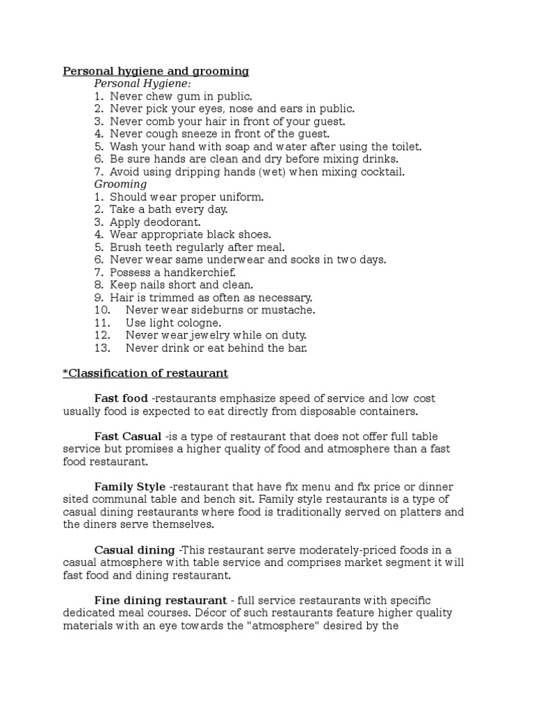 Classification of Restaurant | Download Free PDF | Menu | Restaurants