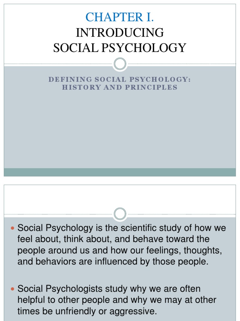 Chapter 1 Social Psychology | PDF | Social Psychology | Experiment
