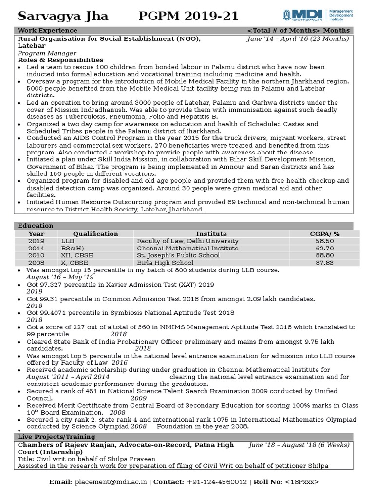 CV - Template - Work Ex | PDF | Test (Assessment)