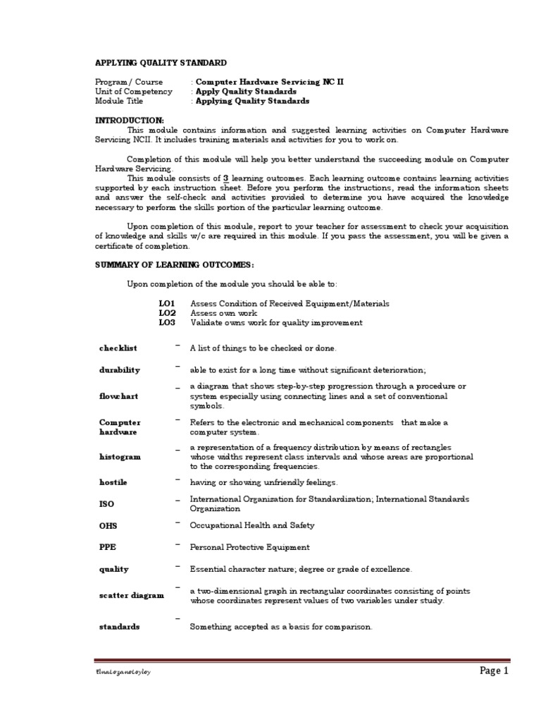 CSS Applying Quality Standards PDF | PDF | Histogram | Occupational ...