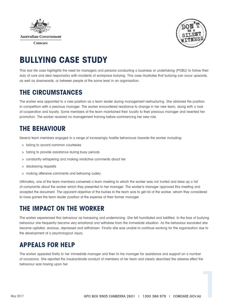 Bullying Case Study: Don'T | PDF | Workplace Bullying | Negligence