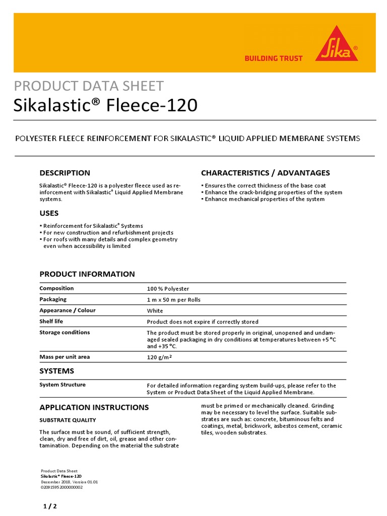 Sikalastic Fleece 120 Pds | PDF | Liquids | Roof