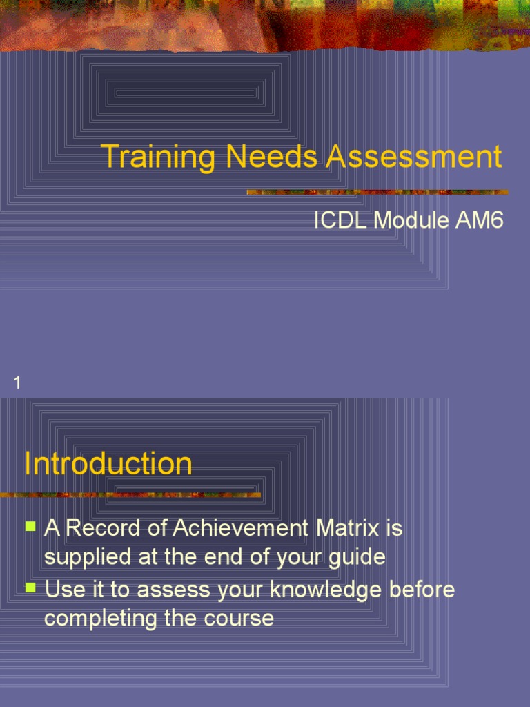 Training Needs Assessment: ICDL Module AM6 | PDF