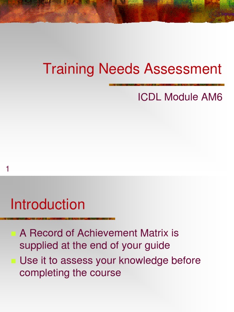 Training Needs Assessment: ICDL Module AM6 | PDF