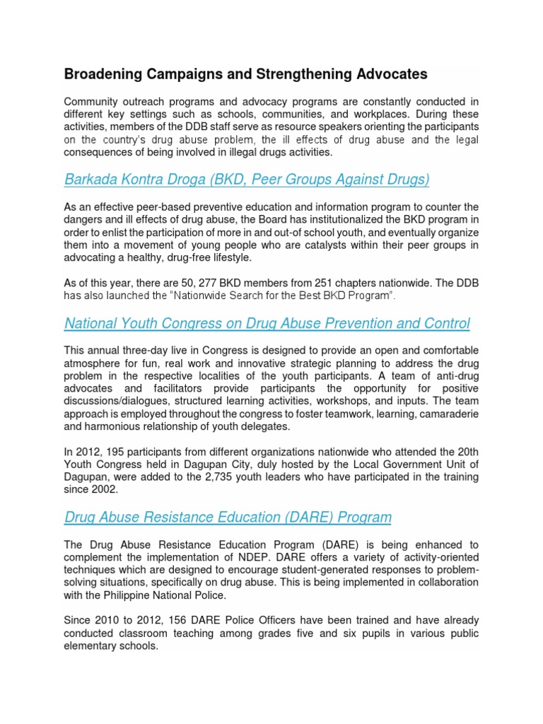 Youth Advocacy Against Drug Abuse | PDF | Behavior Modification | Learning