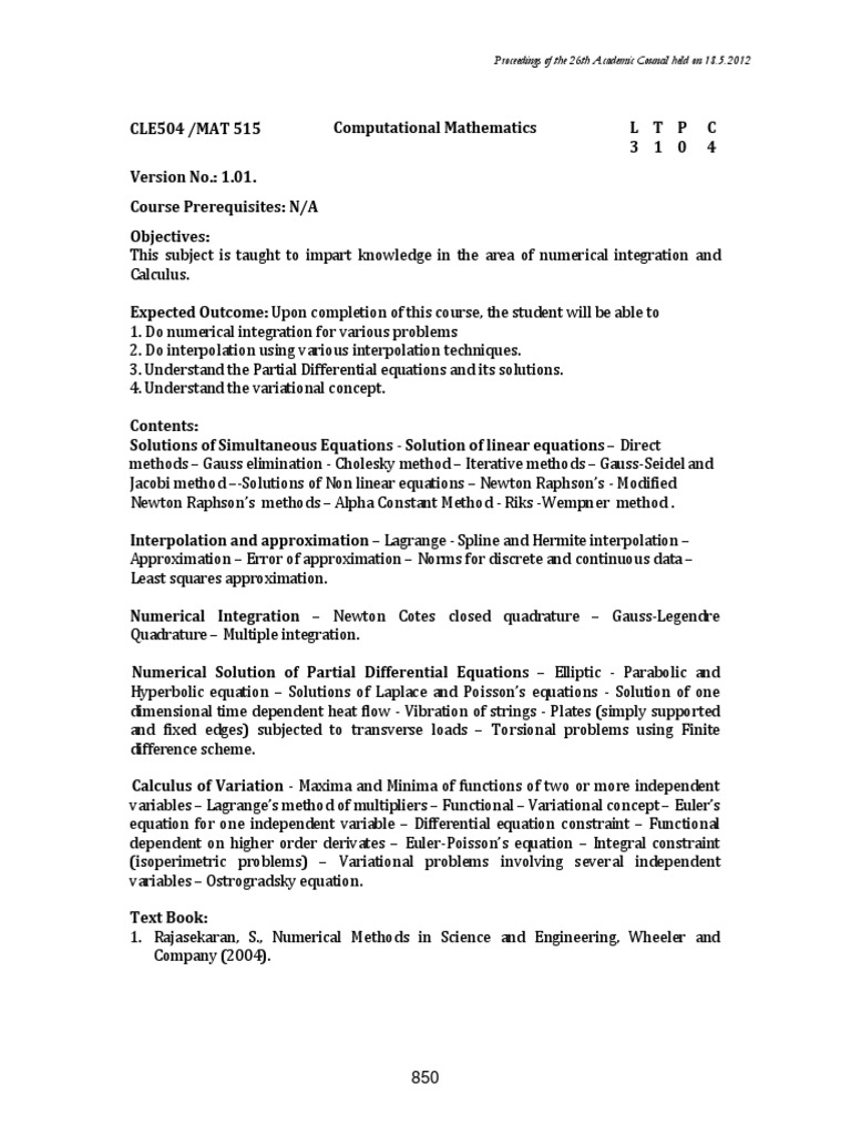 Computational Maths Syllabus PDF | PDF | Calculus Of Variations ...