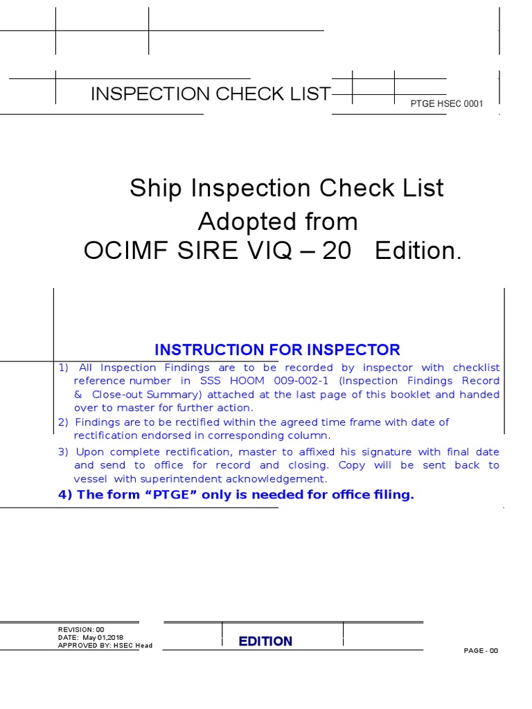 Ship Inspection Checklist Guide | PDF | Oil Tanker | Petroleum