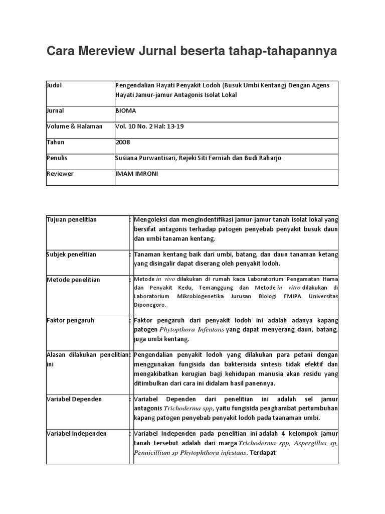 Contoh Format Mereview Jurnal Ilmiah | PDF