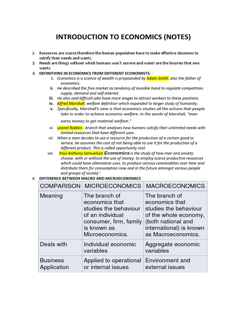 Introduction To Economics | PDF | Microeconomics | Economics