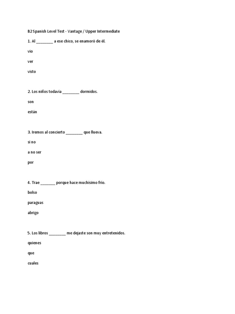 B2 Spanish Level Test | PDF | Artes del Lenguaje y Comunicación