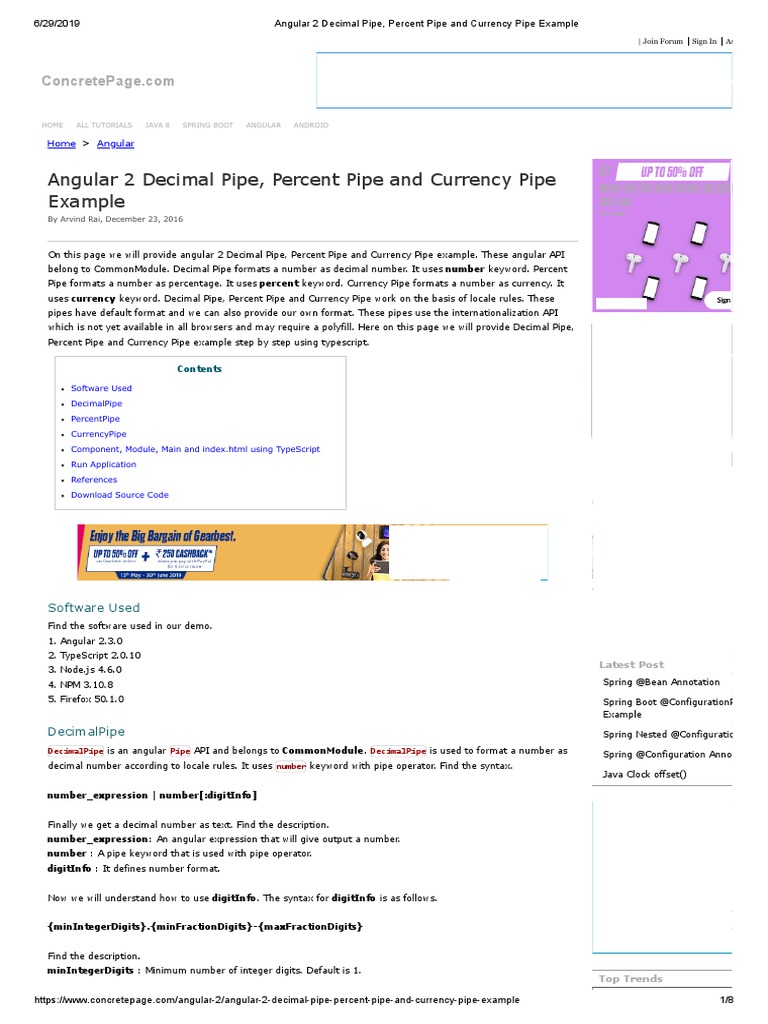 Angular 2 Decimal Pipe, Percent Pipe and Currency Pipe Example | PDF ... Angular 2 Decimal Pipe, Percent Pipe and Currency Pipe Example | PDF ...