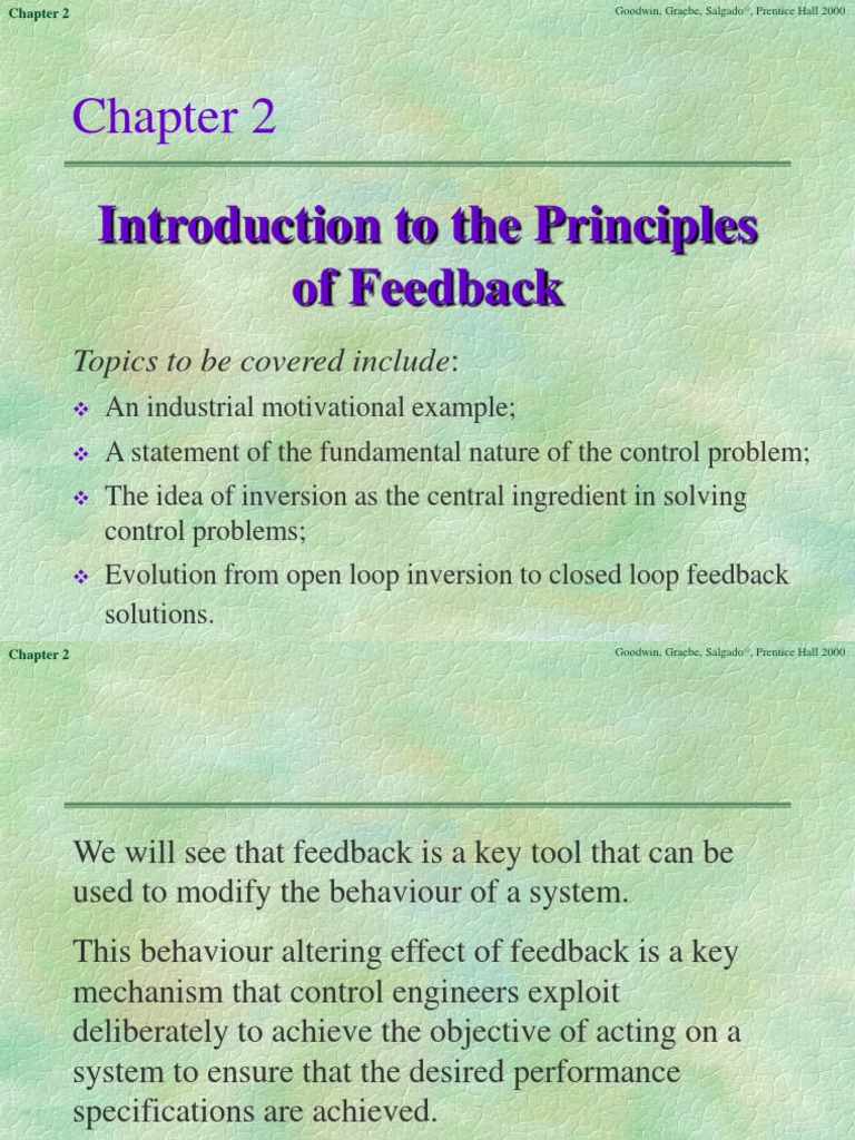 Introduction To The Principles of Feedback: Topics To Be Covered ...