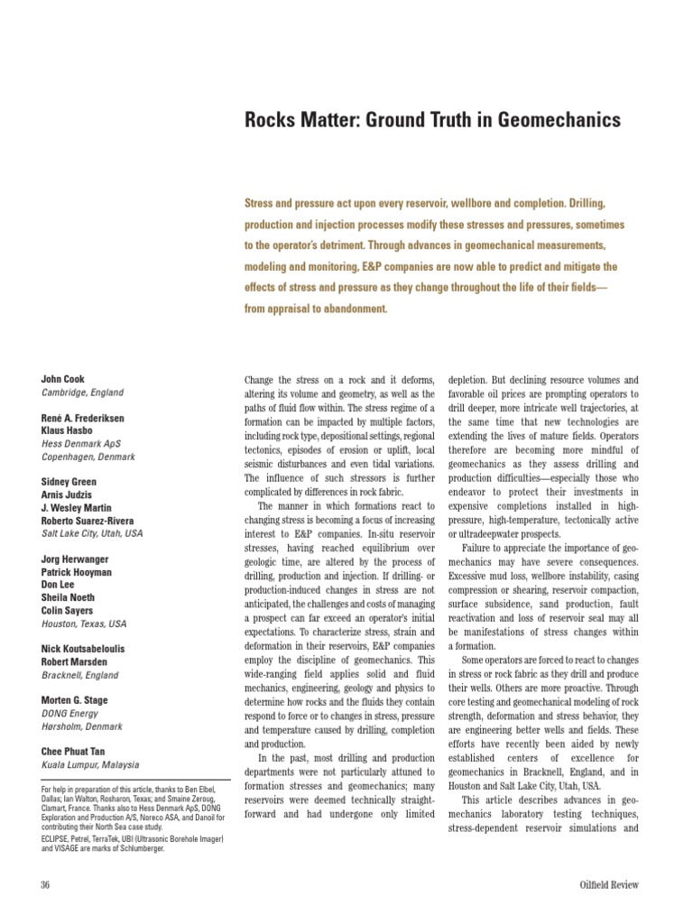 Rocks Matter: Ground Truth in Geomechanics: John Cook | PDF ...