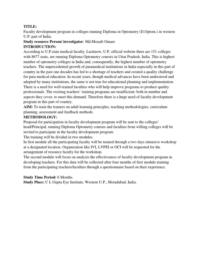 Proposal For Faculty Development Program | PDF