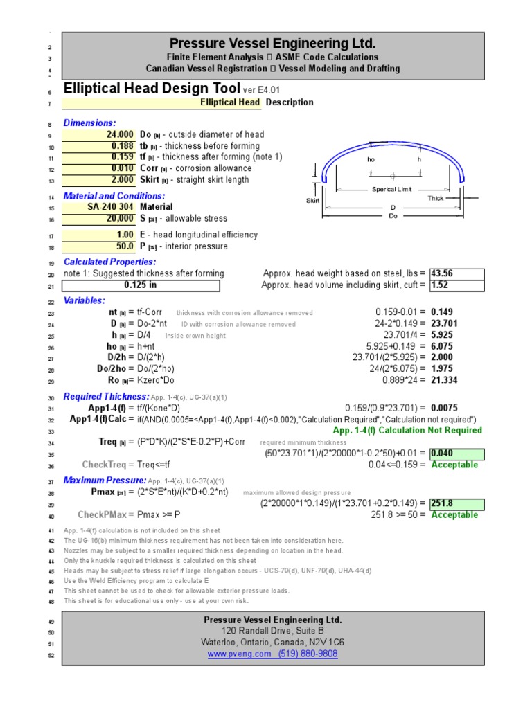 Elliptical Head Design Specifications | PDF | Continuum Mechanics ...