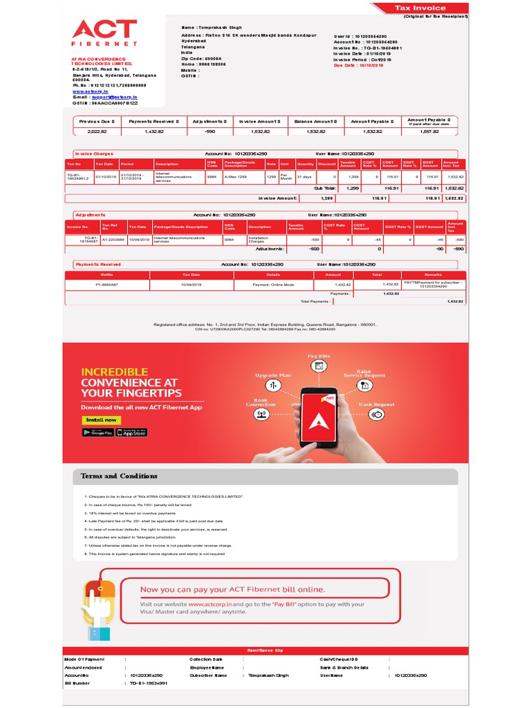 Act Bill | PDF | Invoice | Cheque