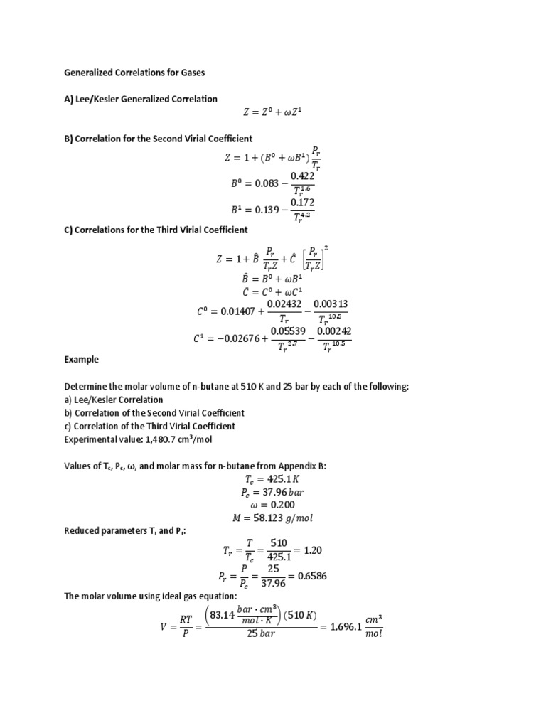 Generalized Correlations For Gases | PDF | Correlation And Dependence | Mole (Unit)