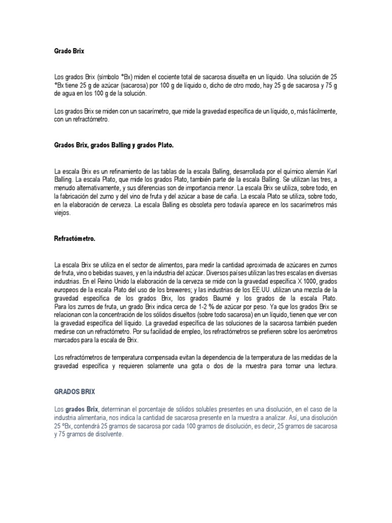 Medición de Grados Brix en Alimentos | PDF | Observación científica ...