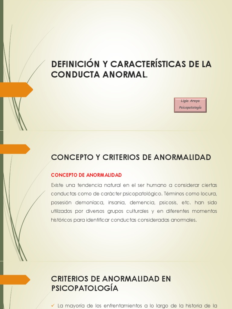 Definición y Características de La Conducta Anormal. | Sicología y ...