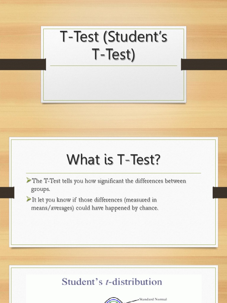 T-Test (Student's T-Test) | PDF | Student's T Test | P Value
