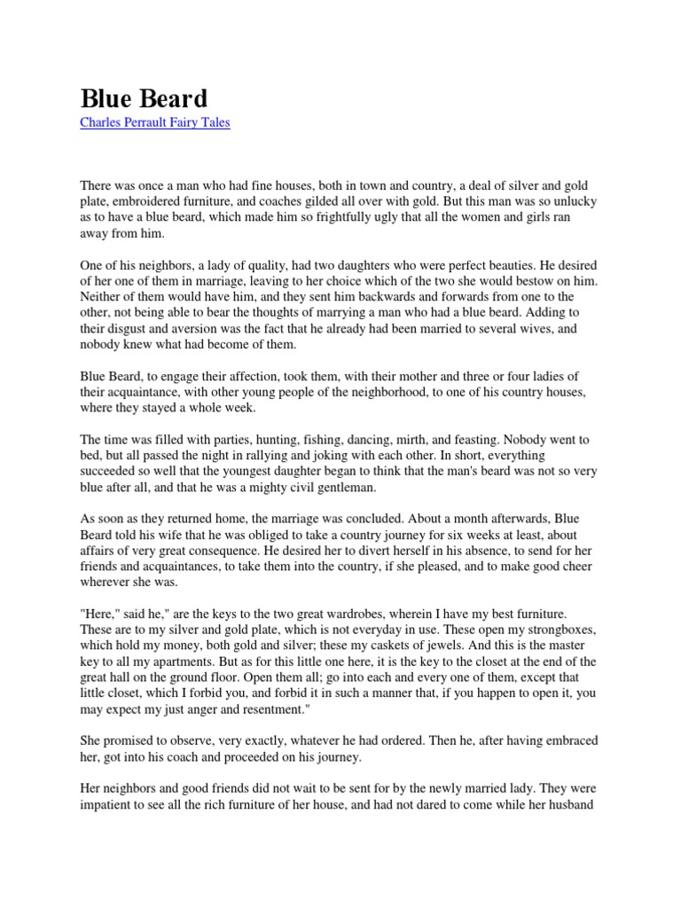 Blue Beard: Charles Perrault Fairy Tales | PDF