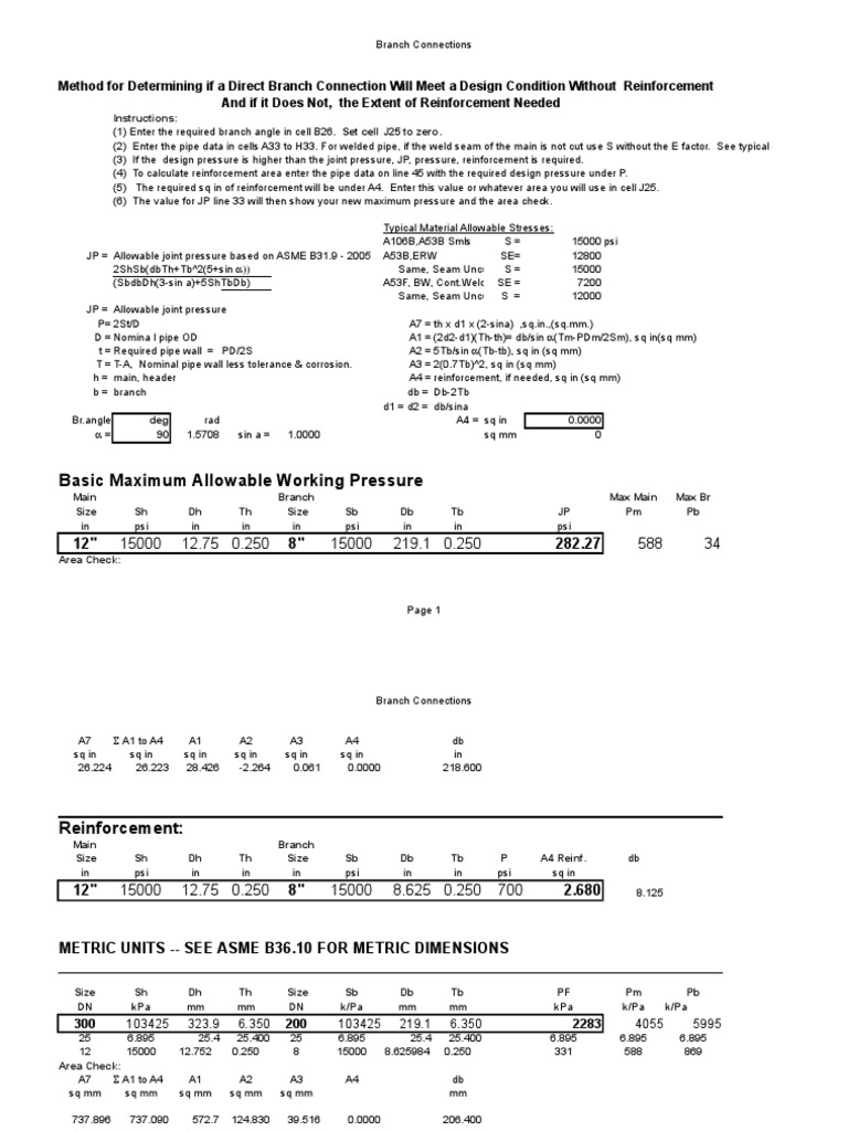 Reinforcement Pad Calculation | PDF | Pipe (Fluid Conveyance ...