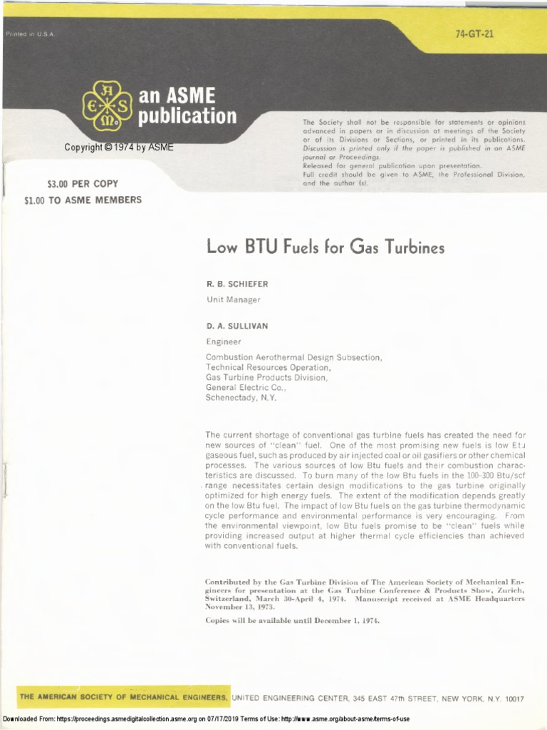 Low Btu: Fuels For Gas Turbines | PDF | Natural Gas | Gasification