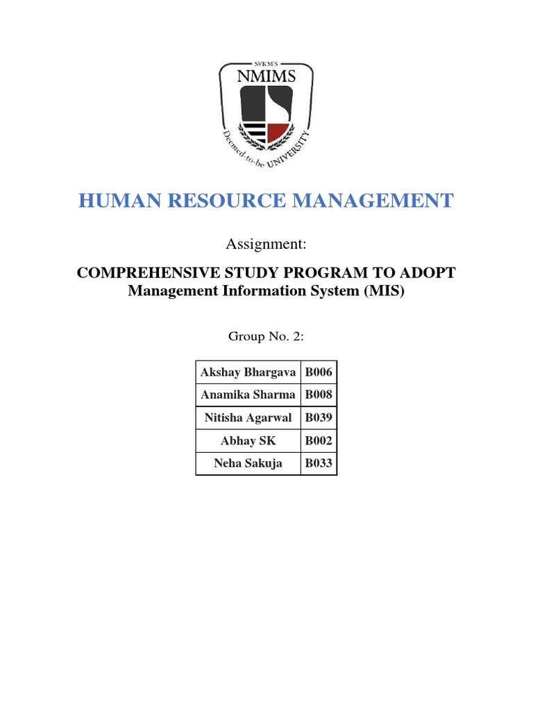 Human Resource Management: Comprehensive Study Program To Adopt ...