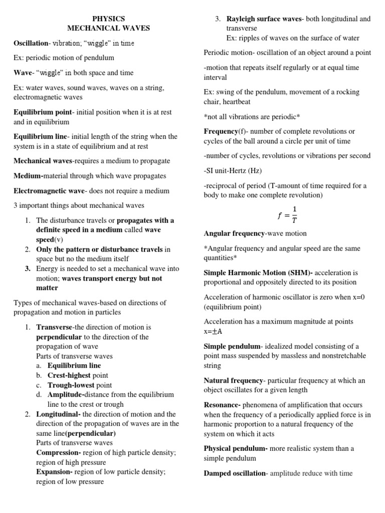 Mechanical Waves Phyics Pdf Waves Pressure