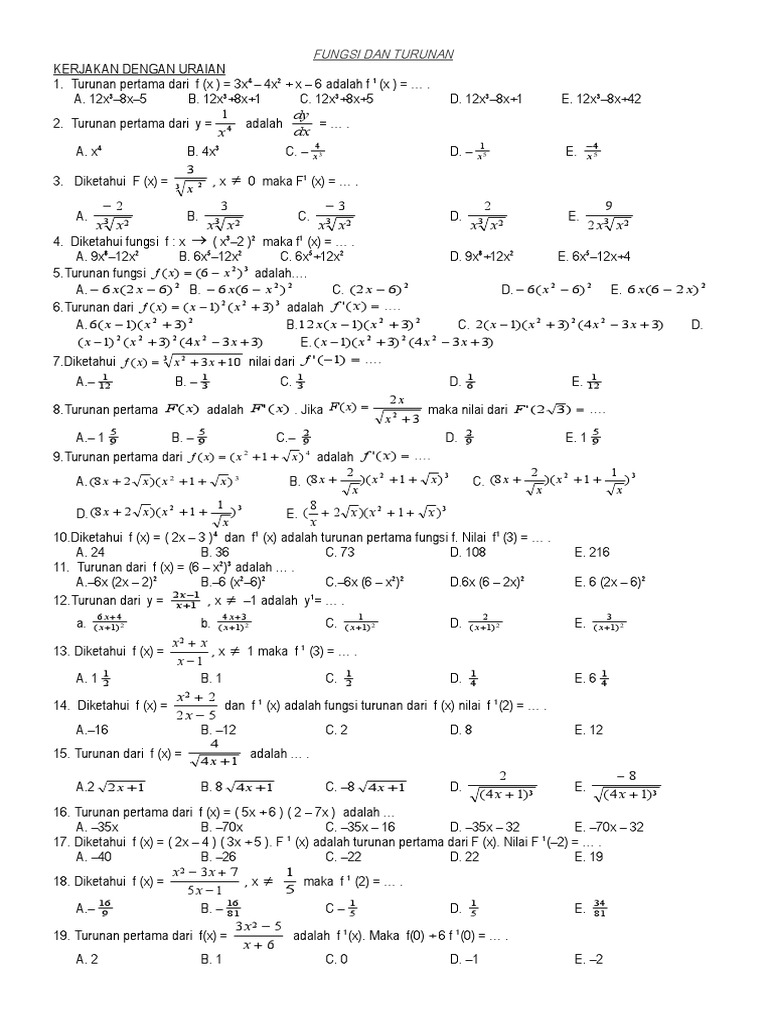 Fungsi Dan Turunan | PDF