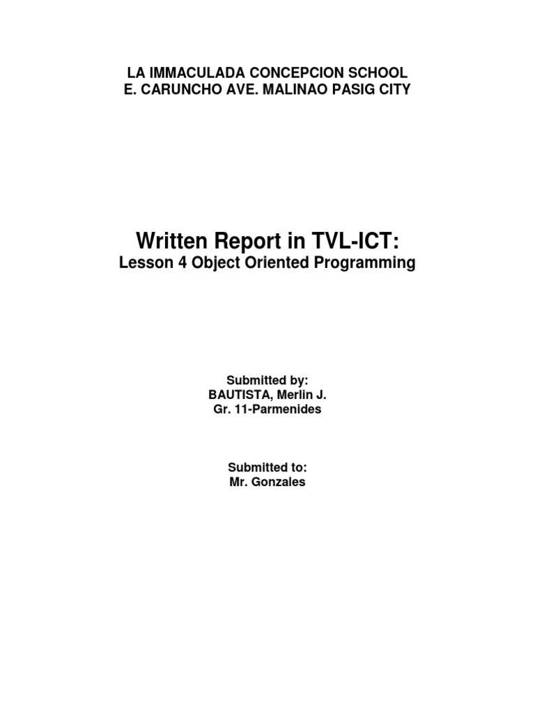 Lesson 4 Object Oriented Programming | PDF | Object Oriented Programming | Method (Computer ...