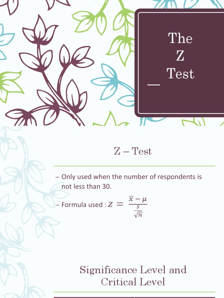 Z Test | PDF | Statistical Hypothesis Testing | Null Hypothesis
