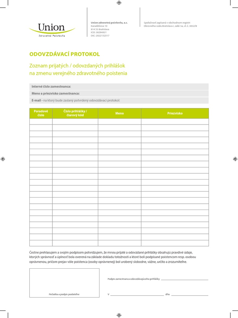UNION Odovzdávací Protokol | PDF
