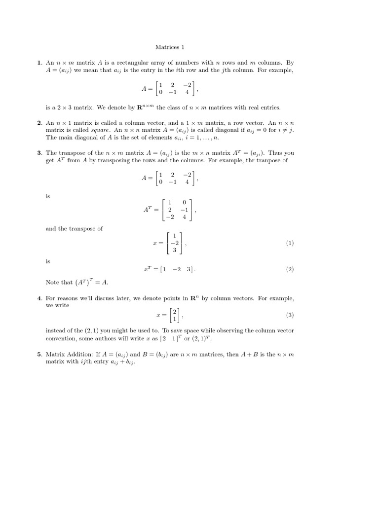 Matrix | PDF | Matrix (Mathematics) | Mathematical Objects