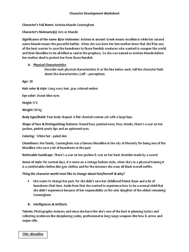 Character Development Worksheet | PDF