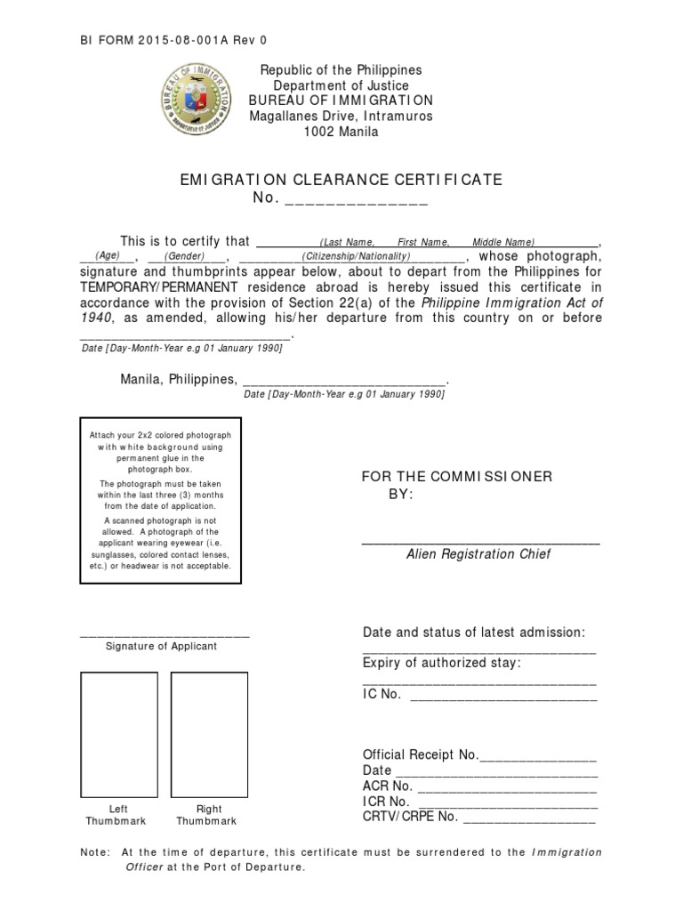 Philippines ECC - EMIGRATION CLEARANCE CERTIFICATE | PDF | Illegal Immigration | Citizenship