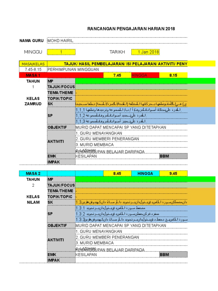 Salah Satu Contoh RPH Bahasa Arab | PDF