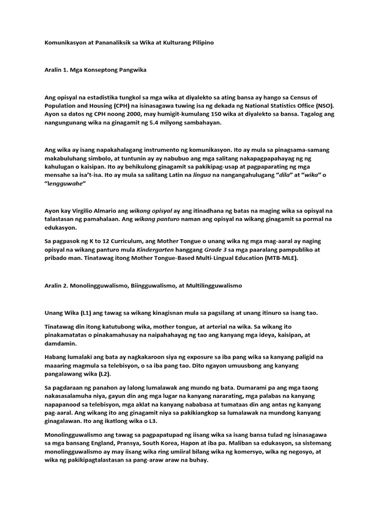 Pananaliksik Sa Wika at Kulturang Pilipino | PDF