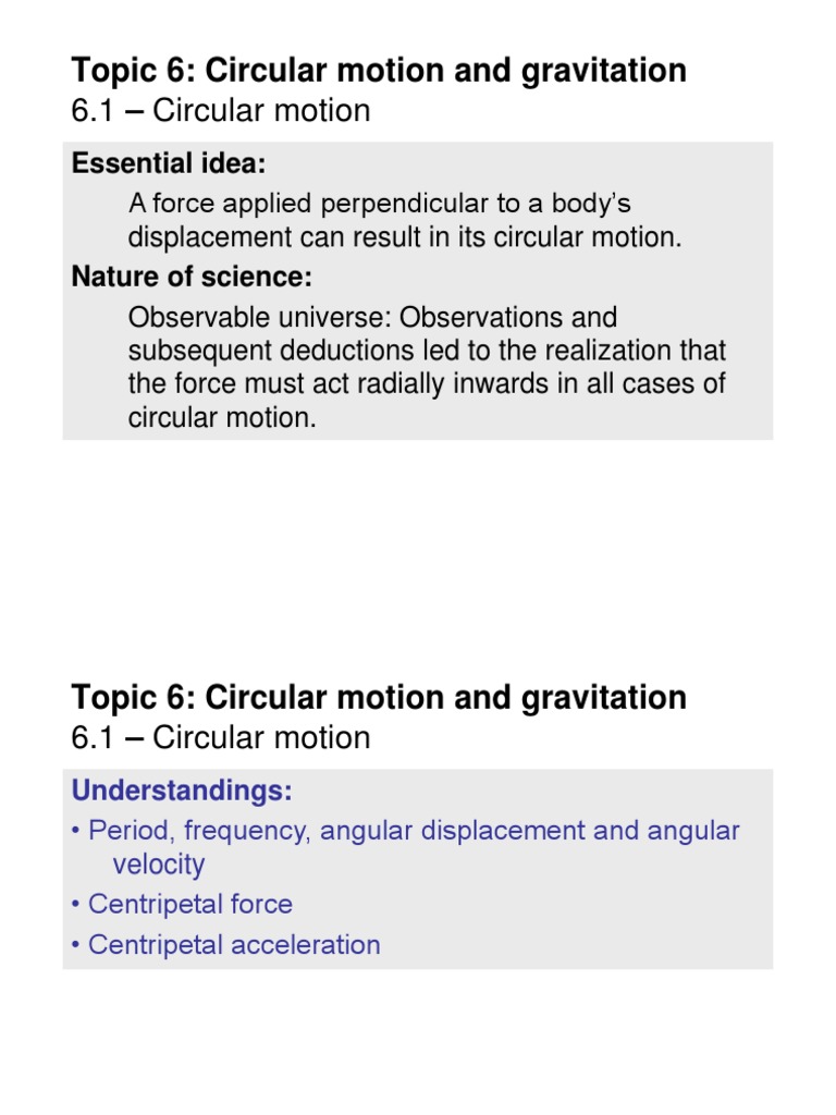 Topic 6.1 - Circular Motion | PDF | Acceleration | Angle