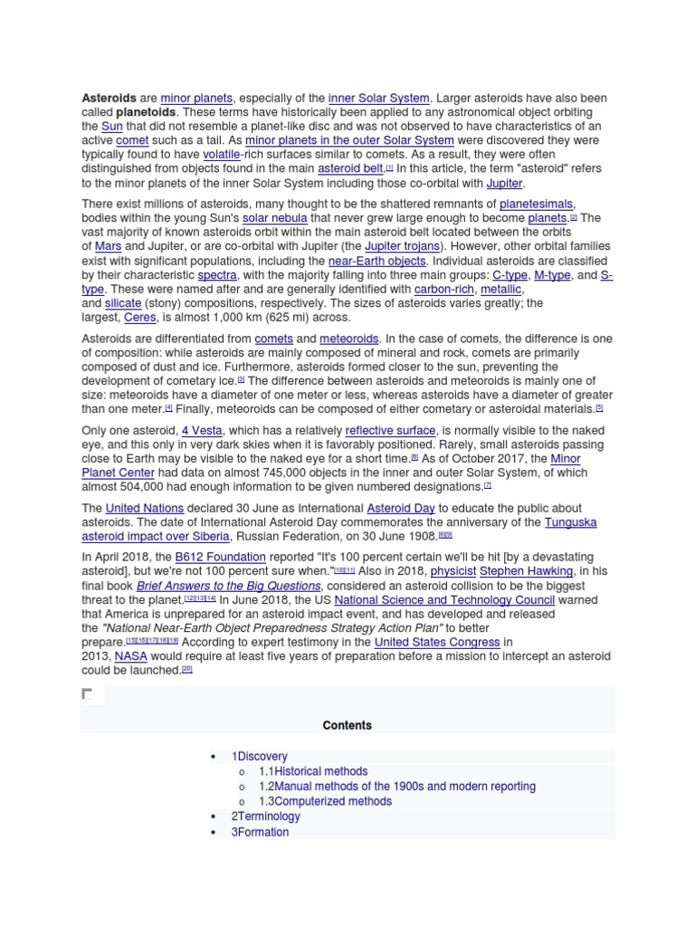 Asteroids Are: Brief Answers To The Big Questions | PDF | Asteroid | Comet