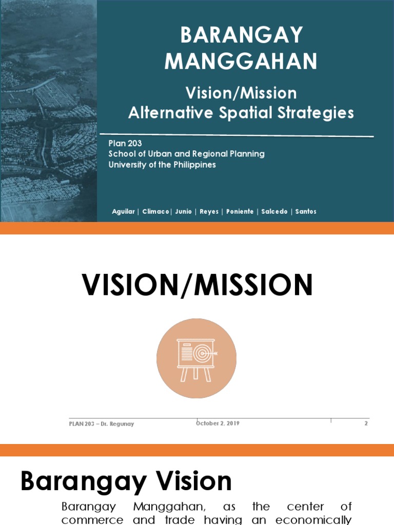 Barangay Manggahan: Vision/Mission Alternative Spatial Strategies | PDF ...
