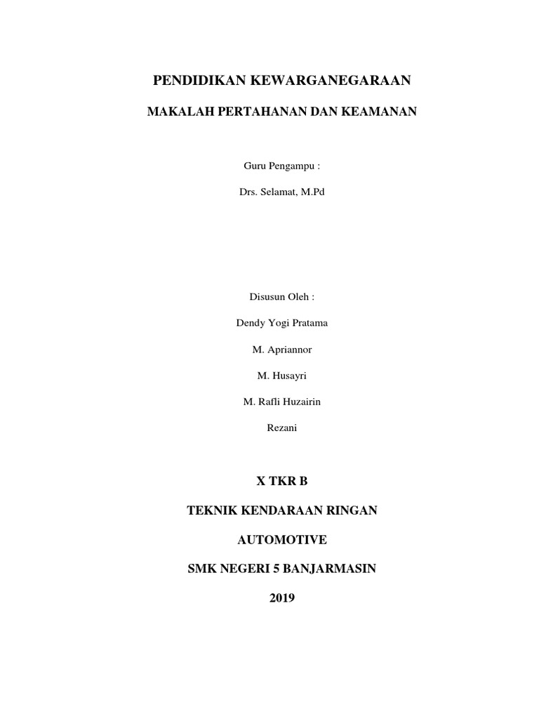 Makalah Pertahanan Dan Keamanan Nasional Pdf Politik 